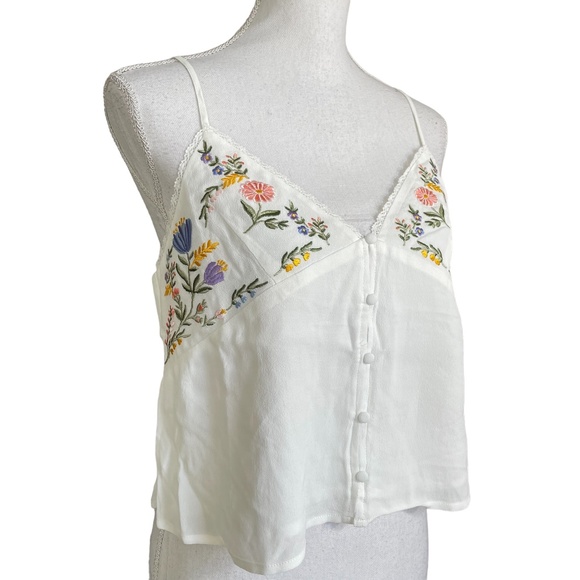 Tops | Floral Embroidered Cami New L Rouleau Vneck Tank Top Sleeveless ...